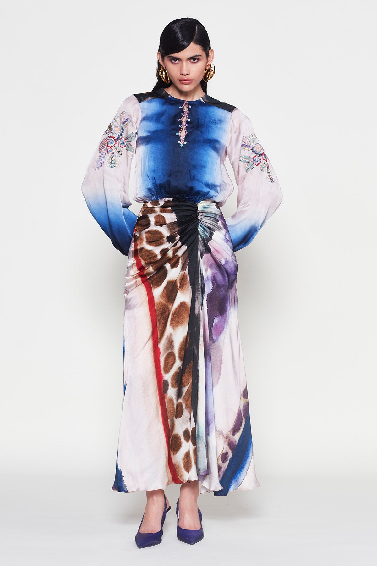 Buy Galactic Mist Purple Silky Satin Dress Online | Aisha Rao